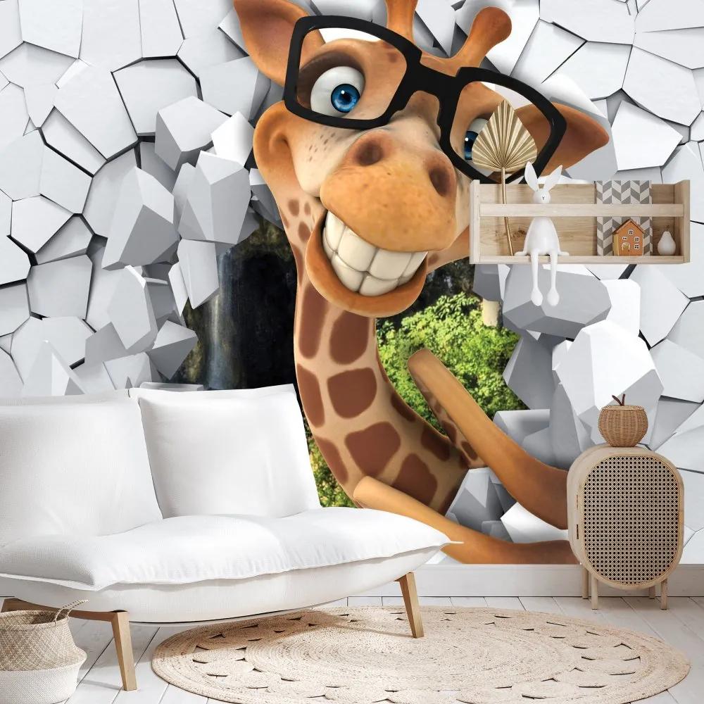 Fototapeta Smějící Se Žirafa S Brýlemi Hladký vinyl 368x254