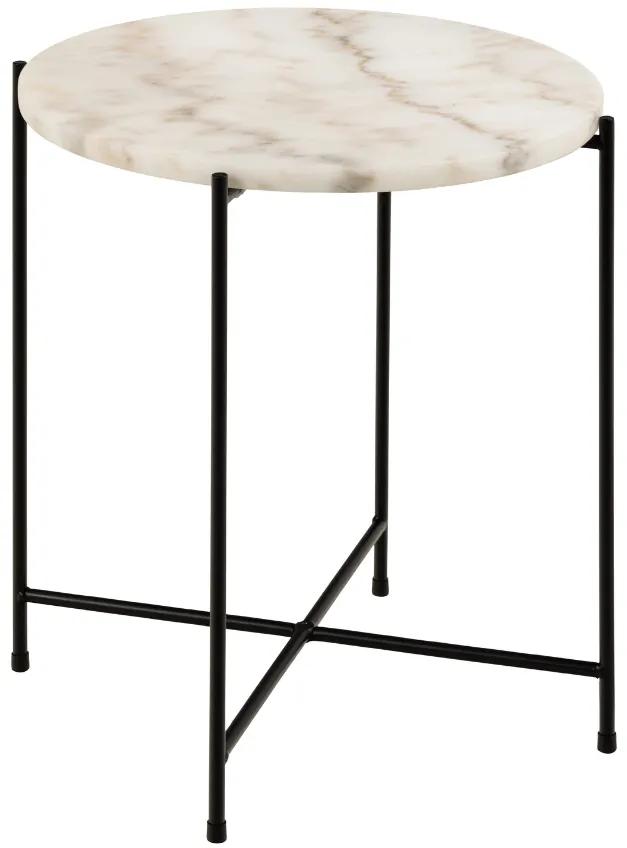 Scandi Bílý mramorový odkládací stolek Avila 42 cm