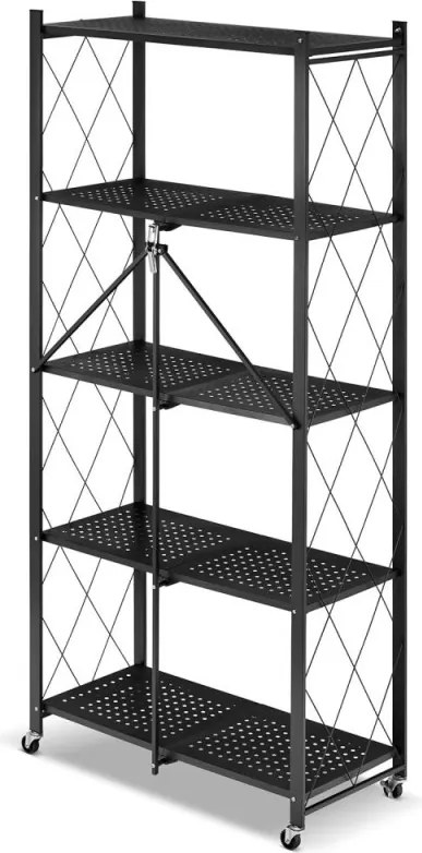 Kovový regál 70x35x158 cm 5 polic lakovaný mobilní HIGHER CJ01-05