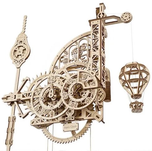 Ugears 3D dřevěné mechanické puzzle Nástěnné hodiny Aero