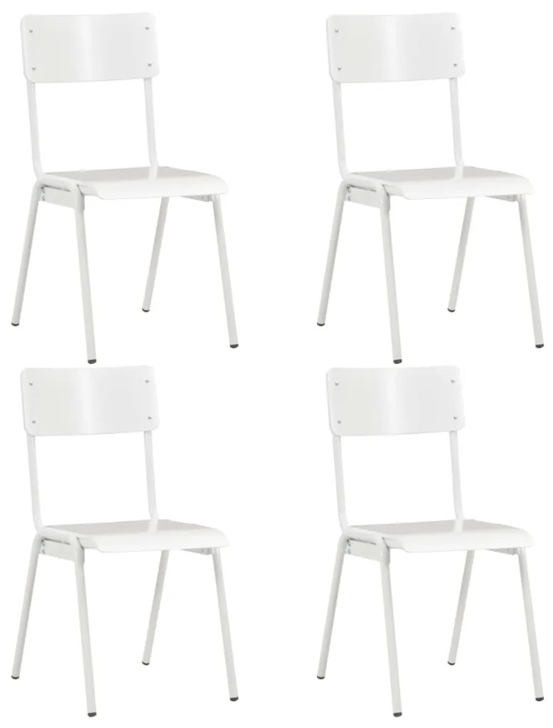 280087 vidaXL Jídelní židle 4 ks bílé masivní překližka a ocel