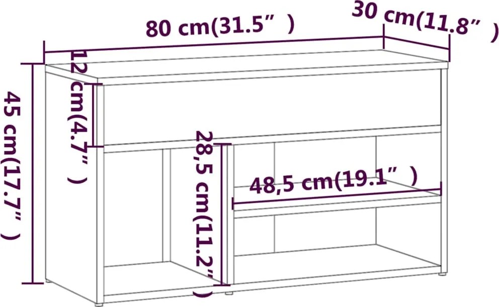 vidaXL Lavice s botníkem 80 x 30 x 45 cm dřevotříska [808748] Barva: bílá s vysokým leskem