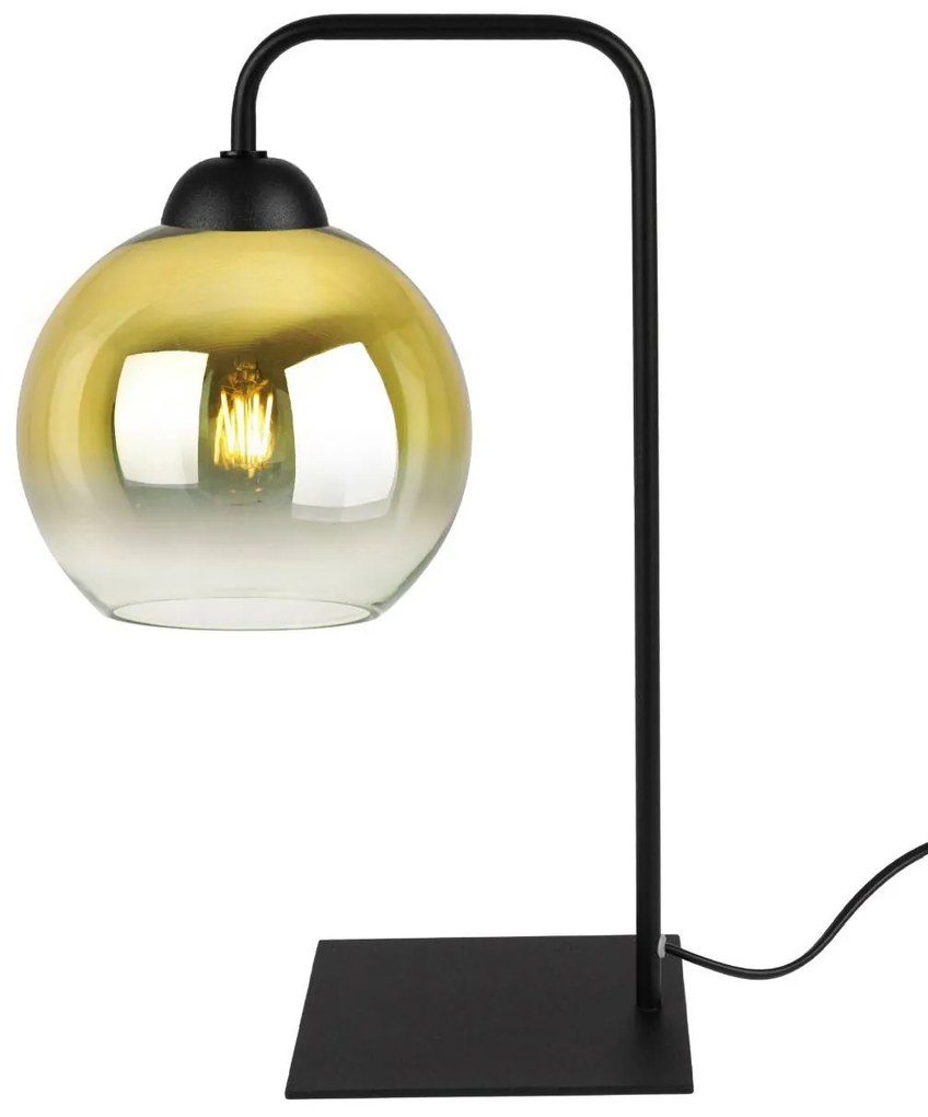 Stolní lampa BERGEN GOLD, 1x zlaté/transaprentní skleněné stínítko (fi 15cm)