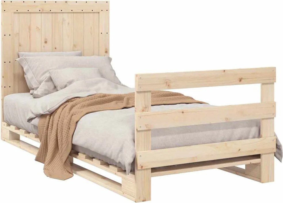 Rám postele s čelem 90 x 200 cm masivní borové dřevo 3281538