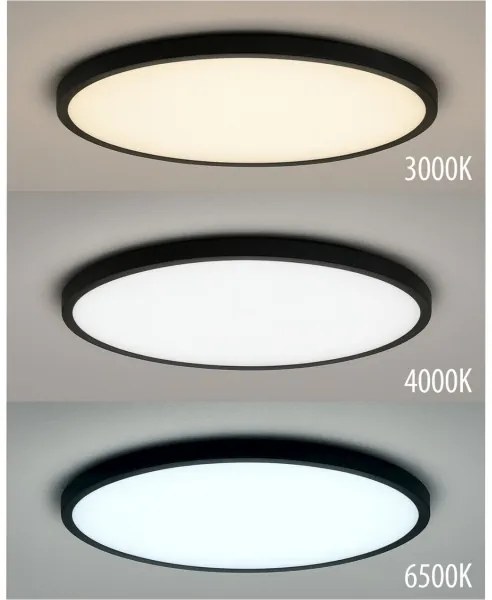 LED Stropní svítidlo LED/18W/230V 3000/4000/6500K pr. 23 cm černá
