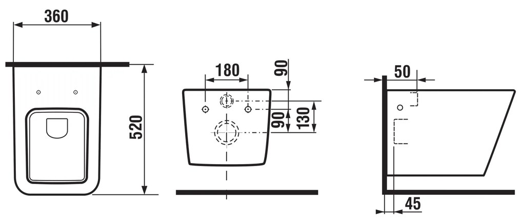 Sapho PORTO závěsná WC mísa, Rimless, 36x52cm, bílá - PZ102WR