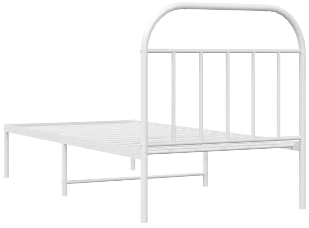 Kovový rám postele s čelem bílý 90 x 190 cm