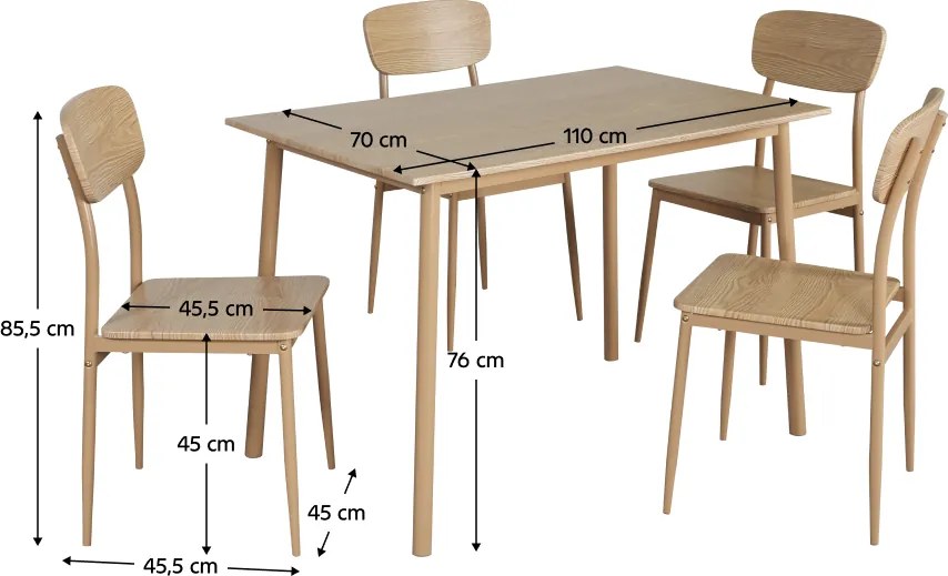 Jídelní set 1+4, dub přírodní, LAMIR