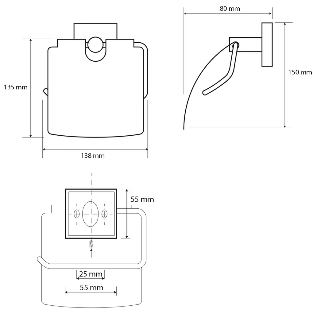 SAPHO XQ700 X-Square držák toaletního papíru s krytem, stříbrná