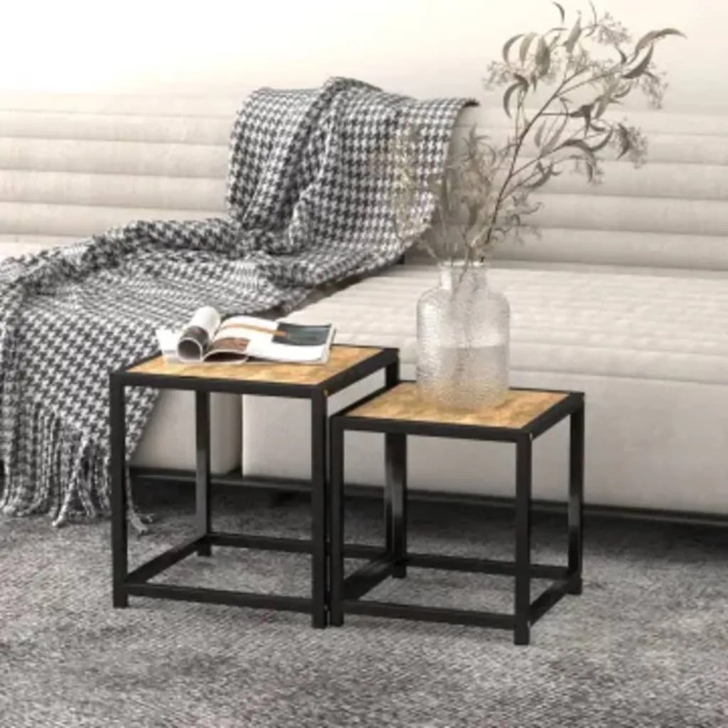 Čajové stolky 2 ks MDF černé a žluté 331656