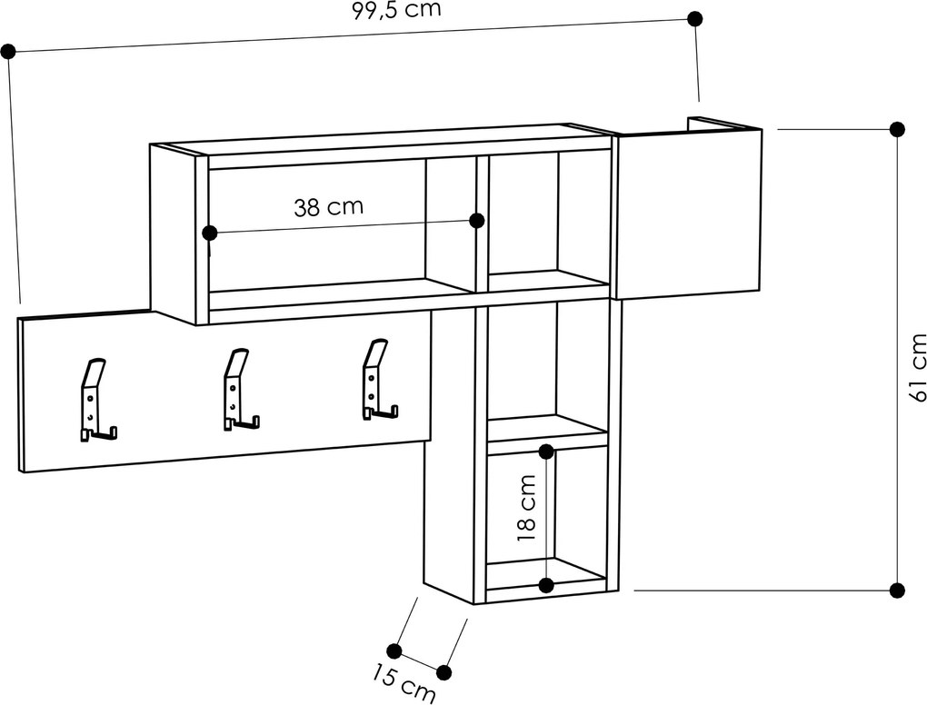 Věšákový panel GAIA antracit/dub