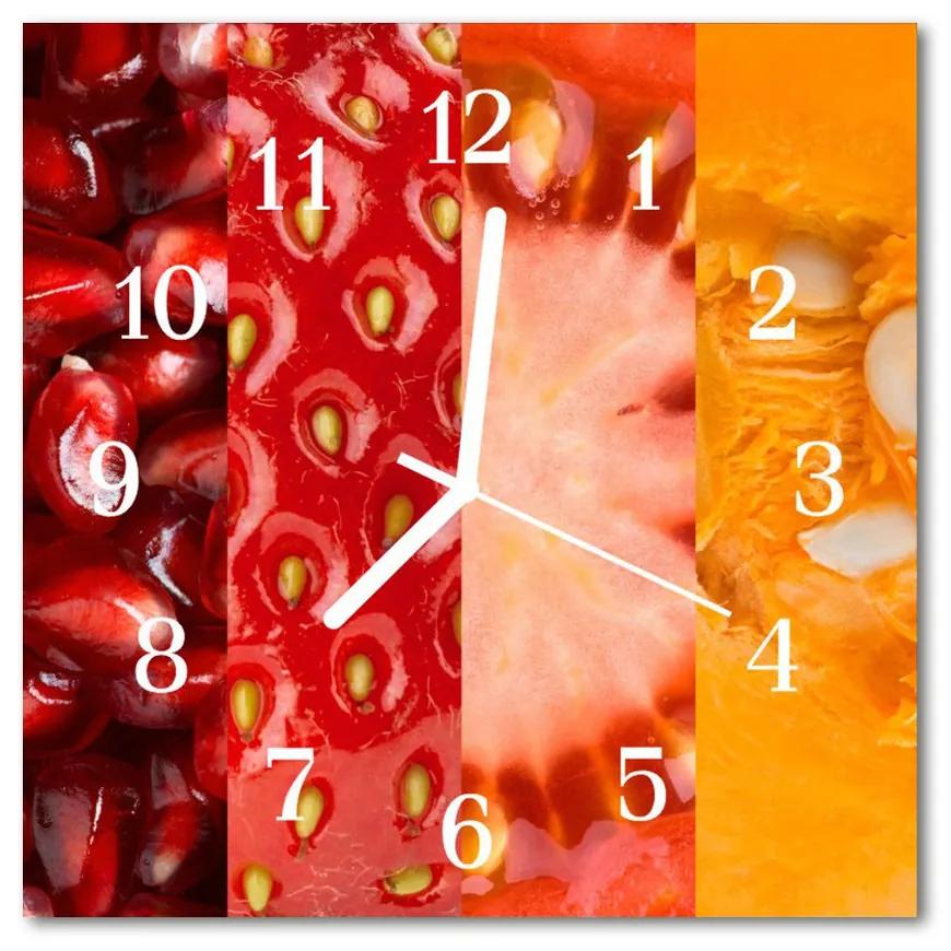 Nástenné skleněné hodiny ovocný
