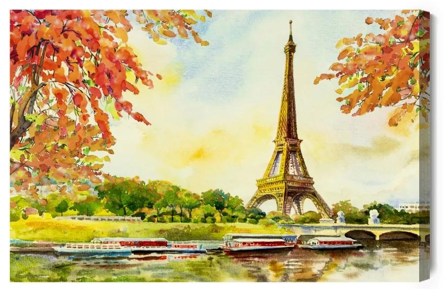 Obraz Pohled Na Eiffelovu Věž Na Podzim Nedostatek Nedostatek Přírodní plátno 90x60