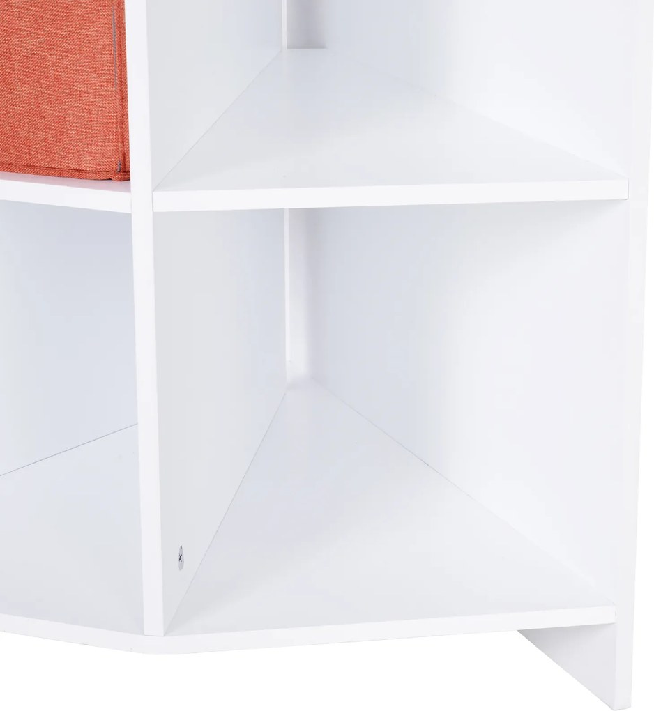 HOMCOM® Rohové regálové policové stojanové regály s 3 zásuvkami, úsporné místo, MDF, bílé