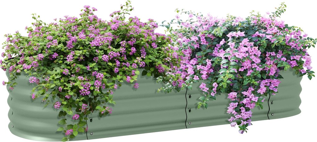 Modulární vyvýšený záhon Outsunny 150x62x30cm, Zinková ocelová nádoba s otevřeným dnem, Zelená | Aosom