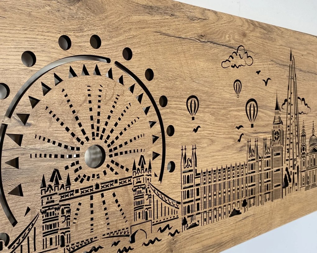 Li-Go "Londýn" světelný obraz  230V  125x40cm provedení povrchu: dub světlý