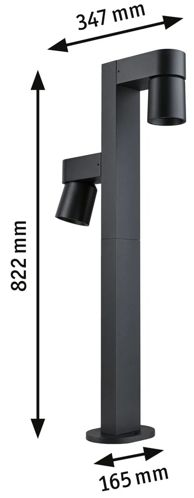 Paulmann 94825 Kimu, antracitové venkovní sloupkové svítidlo, nastavitelné 2x7,8W LED 2200K, výška 82,2cm, IP44