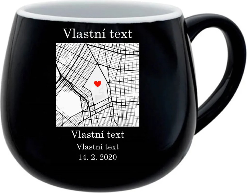 Personalizovaný keramický buclatý hrneček s mapou