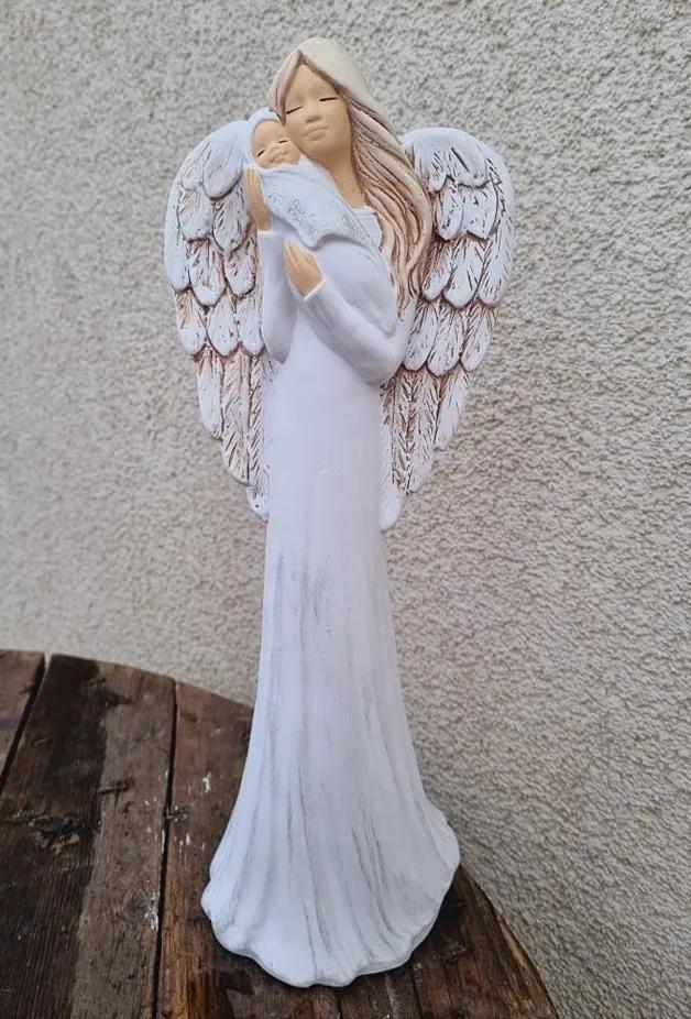 Andělka AURELIA - s miminkem - bílá