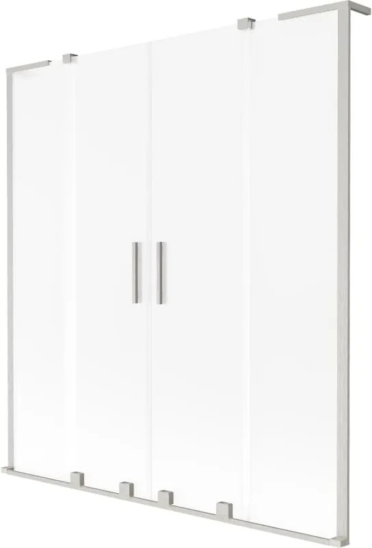 Mexen Velar L Duo, 2-křídlová posuvná vanová zástěna 140 x 150 cm, 8mm sklo námraza, broušená ocel, 896-140-003-32-97