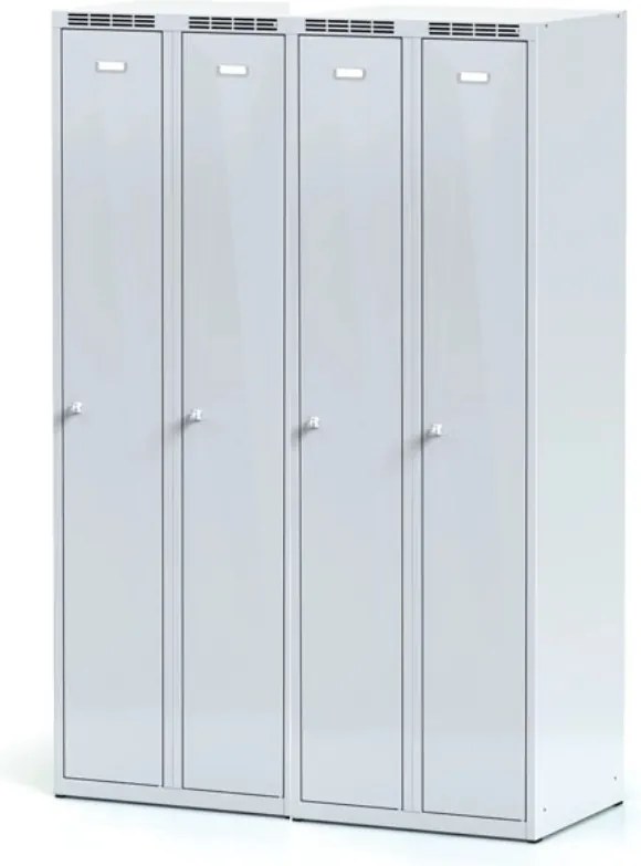 Kovová šatní skříňka S7, 2 oddíly, 1800 x 600 x 500 mm, demont, otočný zámek, grafitové dveře