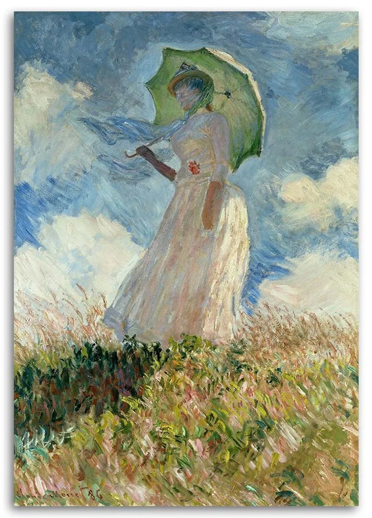 Gario Obraz na plátně Žena s deštníkem otočená doleva - Claude Monet, reprodukce Rozměry: 40 x 60 cm