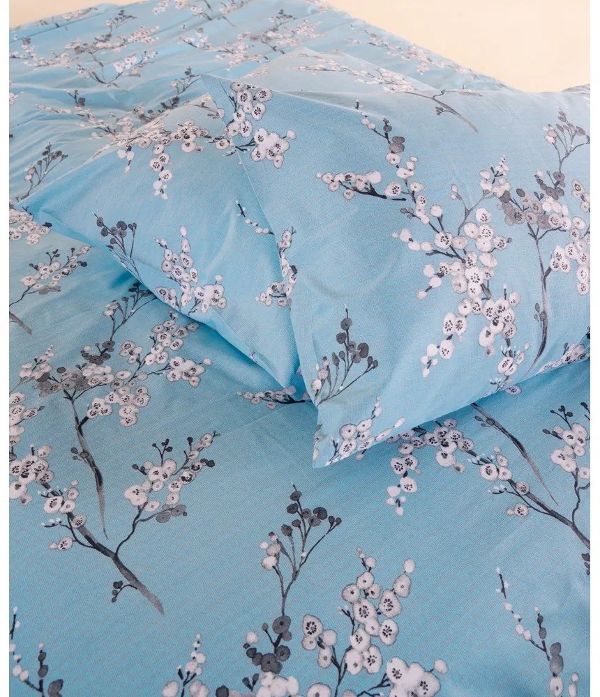 Modré povlečení na dvoulůžko/prodloužené z bavlny Renforcé 240x220 cm Blue Floral – Mila Home Luxury