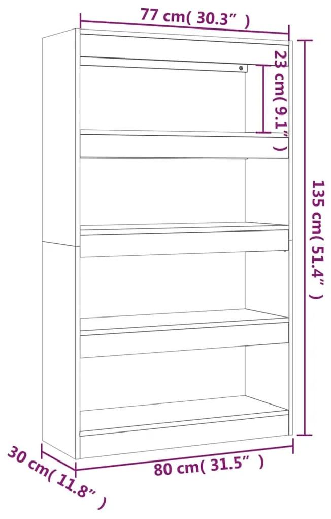 Knihovna/dělicí stěna hnědý dub 80x30x135 cm kompozitní dřevo