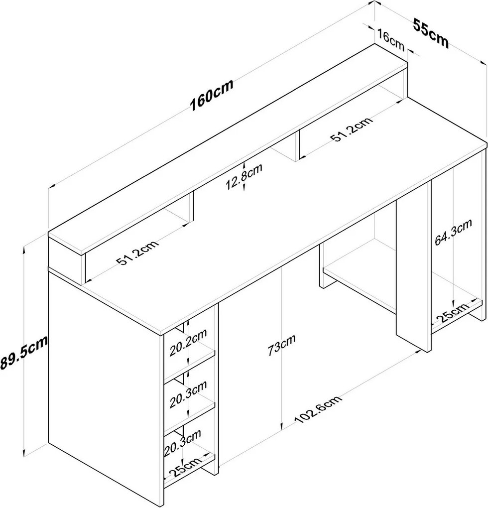 Pracovní stůl Hamin Walnut and Anthracite