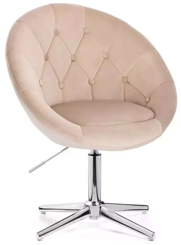 LuxuryForm DESIGN Otočné křeslo VERA VELUR na stříbrném kříži - latte
