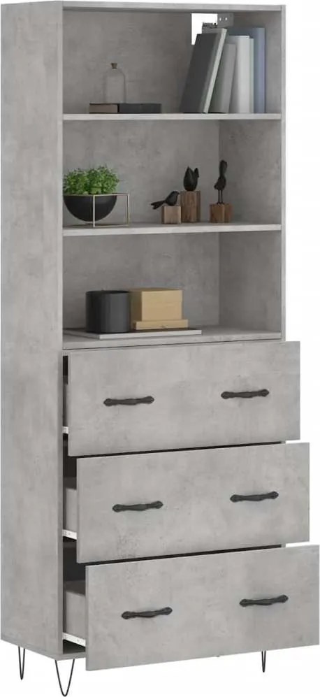 vidaXL Skříň highboard 69,5 x 34 x 180 cm kompozitní dřevo [3189375] Barva: Betonová šedá