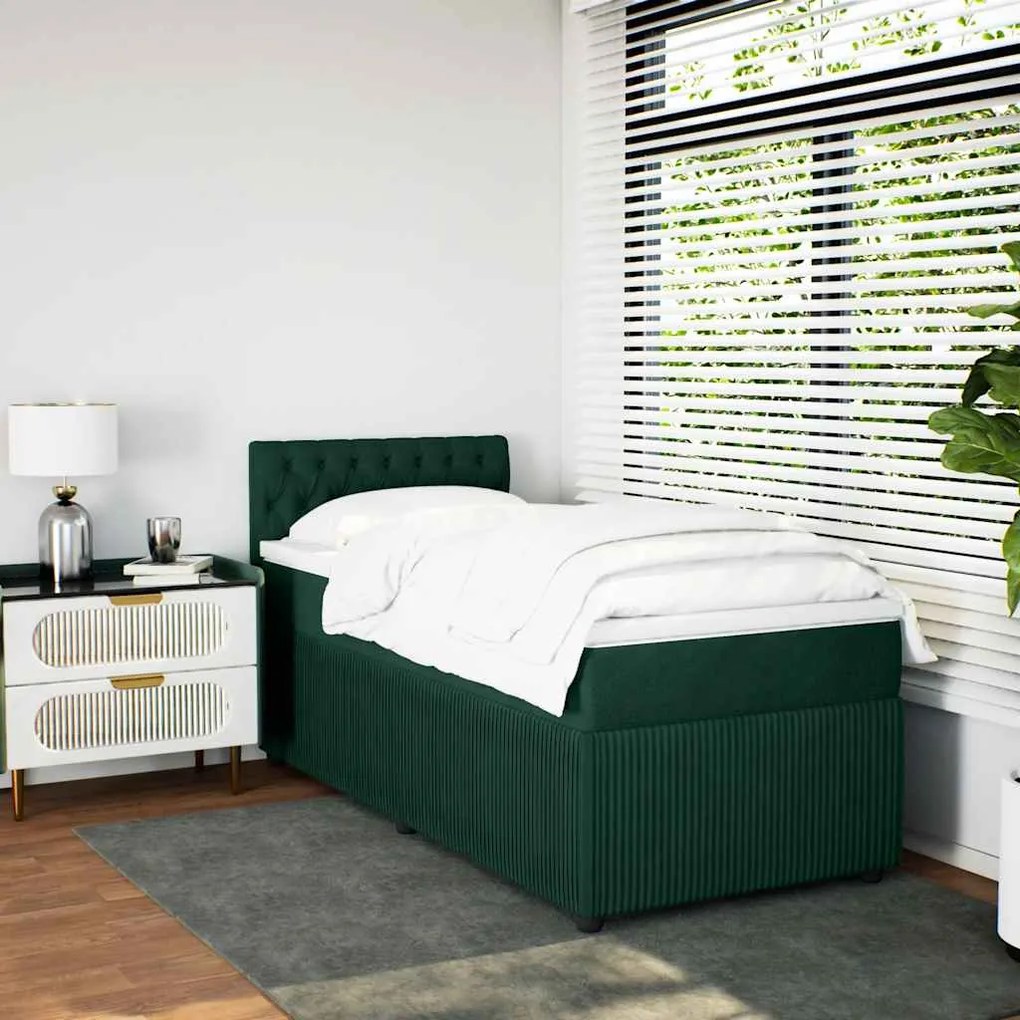 Box spring postel s matrací tmavě zelená 100x200 cm samet 3289971