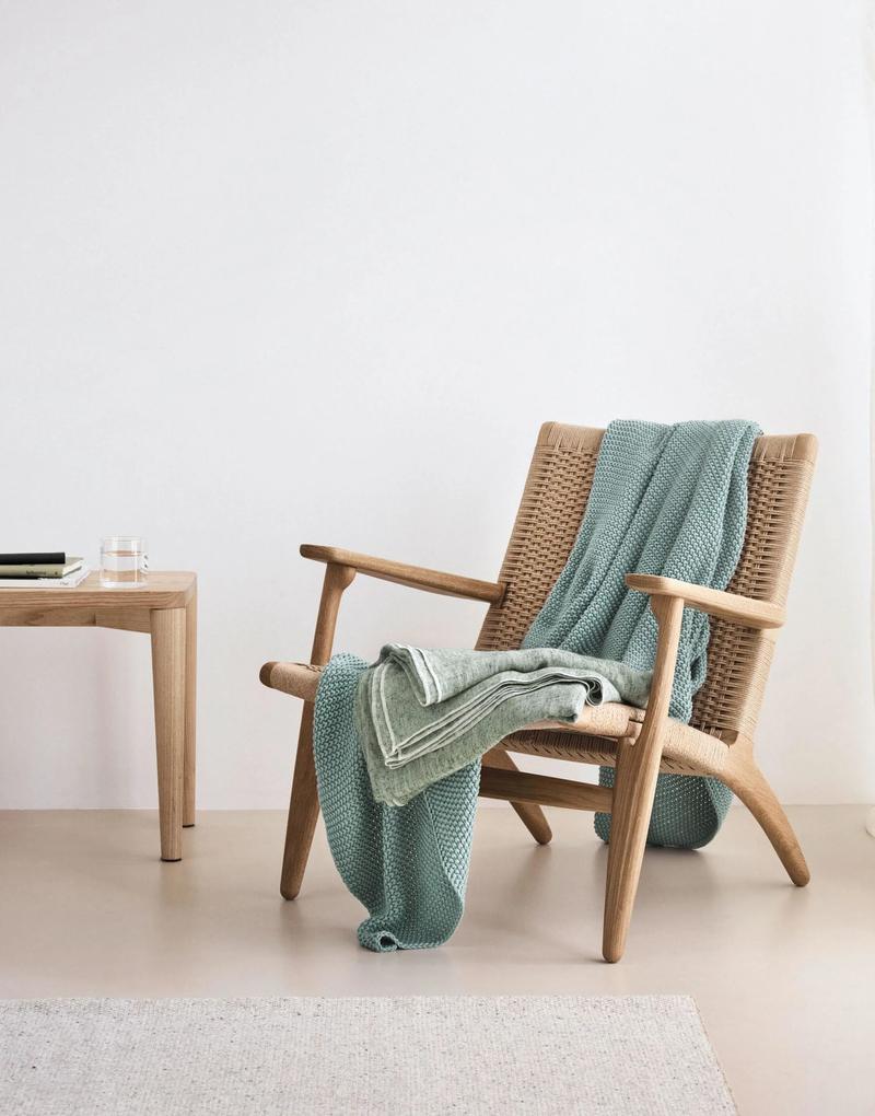 Pléd Nordic Knit z organické bavlny 130 x 170 cm černý