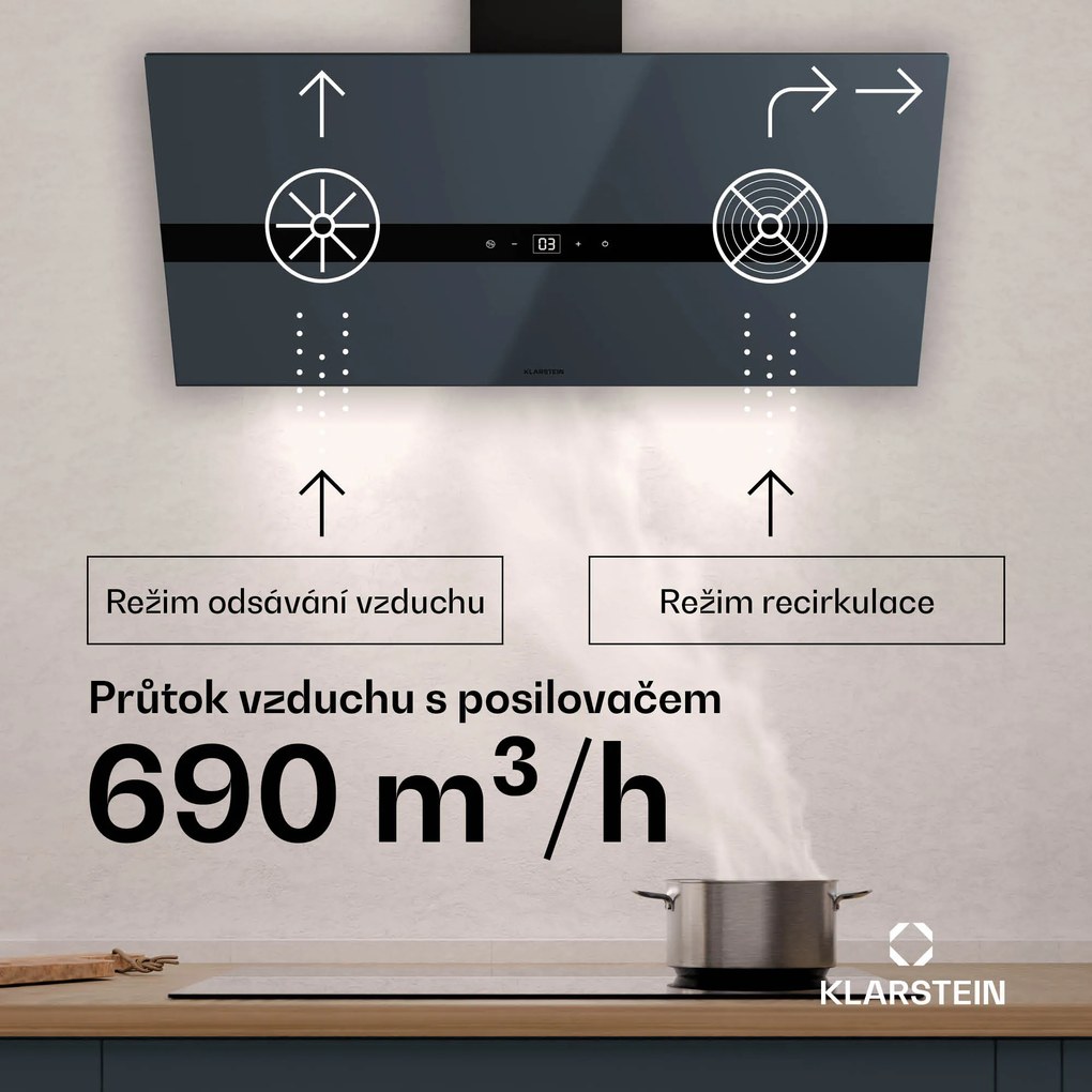 Klarstein WiFusion digestoř, WiFi, 690 m³/h, A++