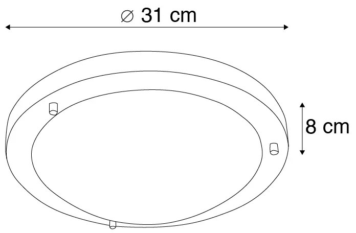 Moderní stropní svítidlo ocel 31 cm IP44 - Yuma