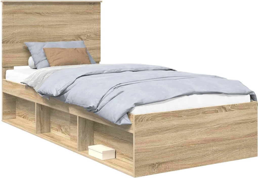 Rám postele s čelo Sonoma dub 75 x 190 cm Masivní borové dřevo 3409419