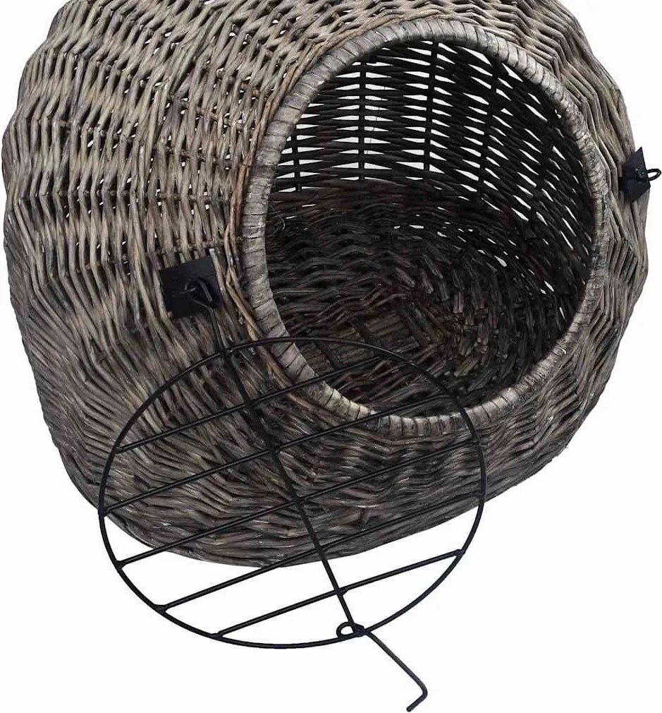 Přepravka pro kočku šedá 45 x 35 x 35 cm přírodní vrba 170904