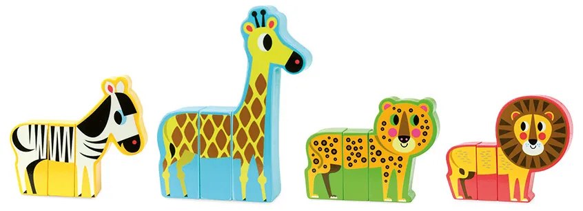 Vilac Dřevěné puzzle Veselé safari