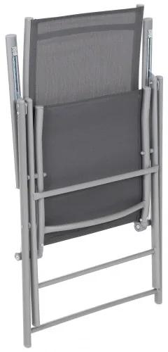 Skládací zahradní židle ocel / textilen Stříbrná / šedá