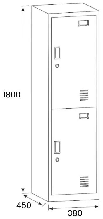Šatní skříňka S3 dvoudveřová 1+1 ZDARMA, demont, cylindrický zámek, šedá/červená