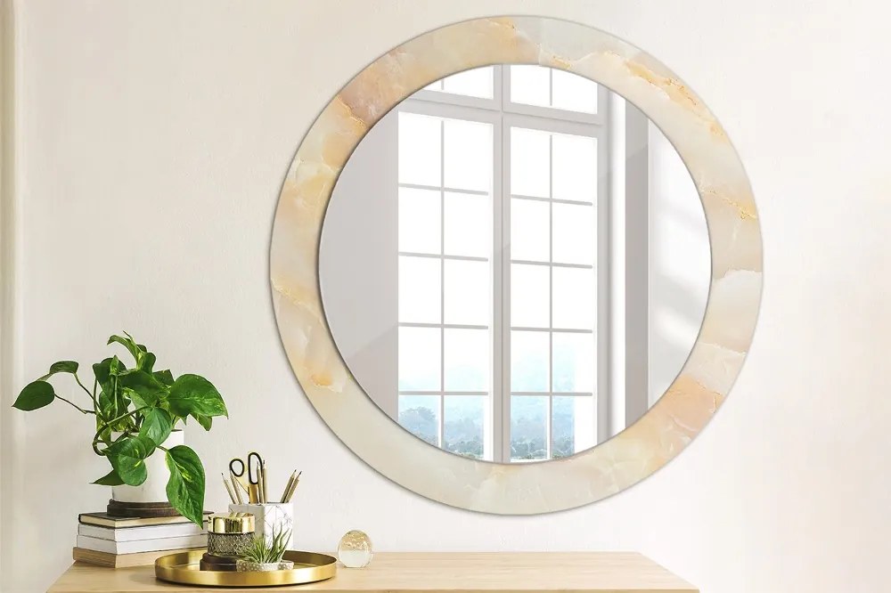 Kulaté zrcadlo s dekorem Mramor onyx fi 70 cm