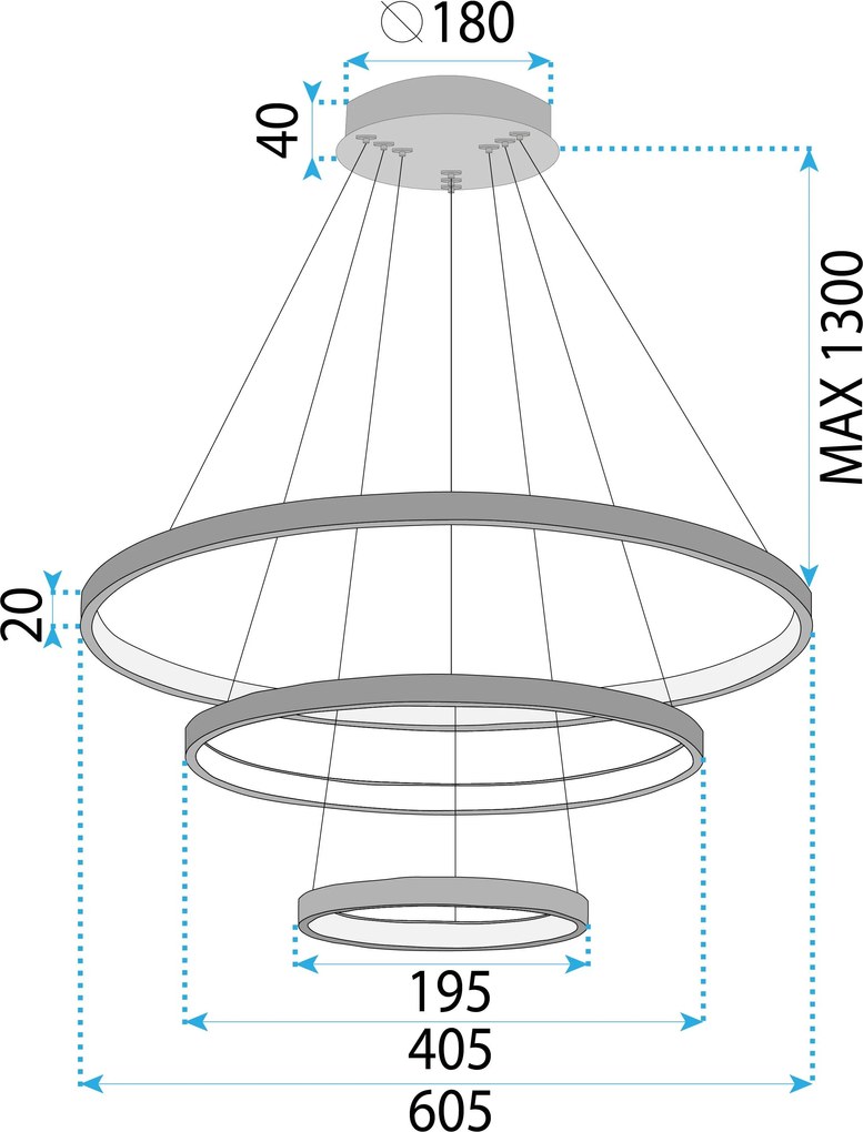Toolight Toolight, LED stropní osvětlení 61cm, 80W, 3000K, LHJ013-CP3, černá, OSW-60007