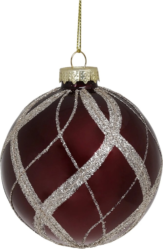 Vínová skleněná vánoční ozdoba Chic Bauble – Ø 8 cm