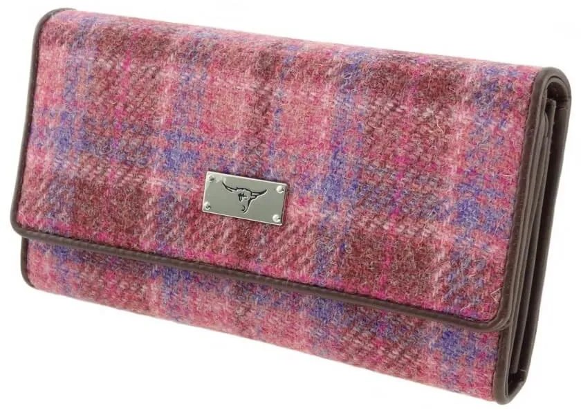 Peněženka Tiree Harris Tweed Pink Check - Glen Appin
