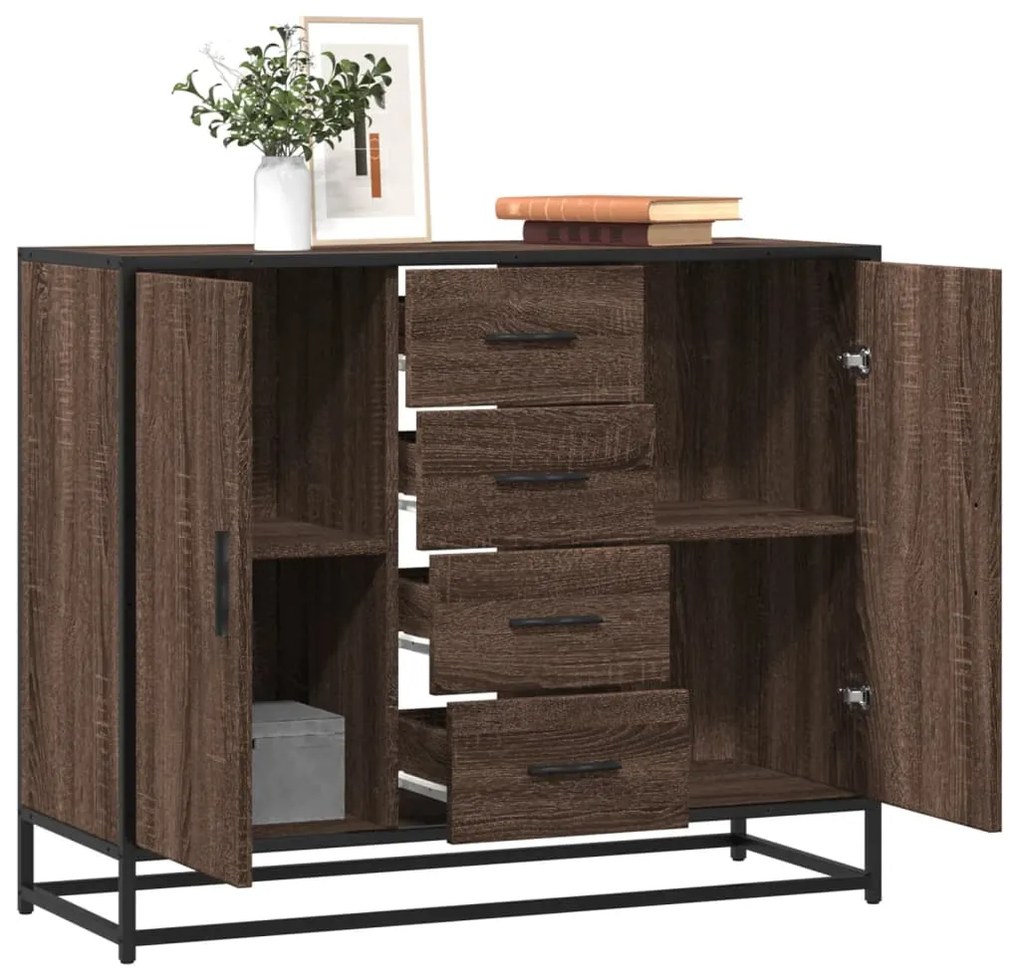 Příborník hnědý dub 92 x 35 x 76 cm kompozitní dřevo 3300829