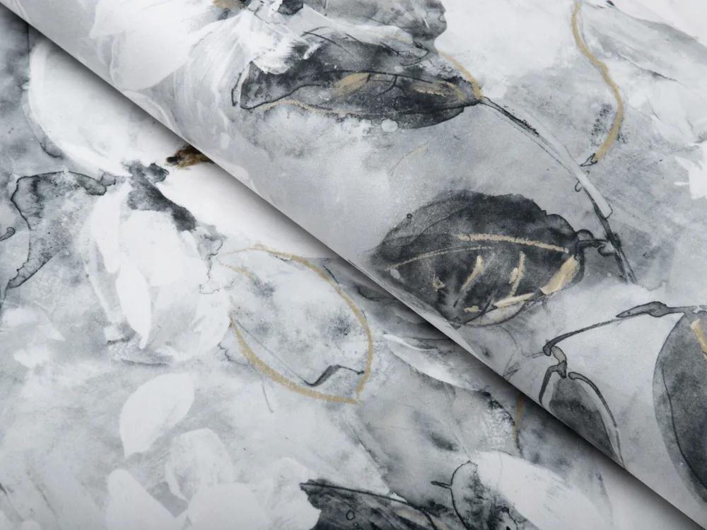 Biante Sametový povlak na polštář s lemem Tamara TMR-006 Designové květiny na šedém 35 x 45 cm