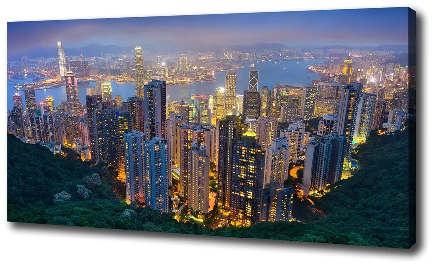 Wallmuralia Foto obraz na plátně Noční Hongkong 100x50 cm