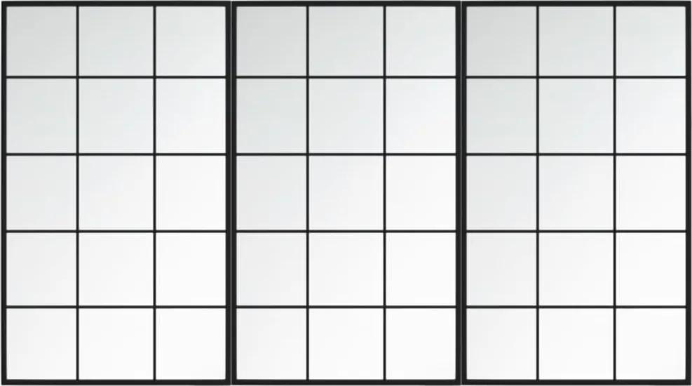 vidaXL Nástěnná zrcadla 3 ks černá 100 x 60 cm kov [3189036]