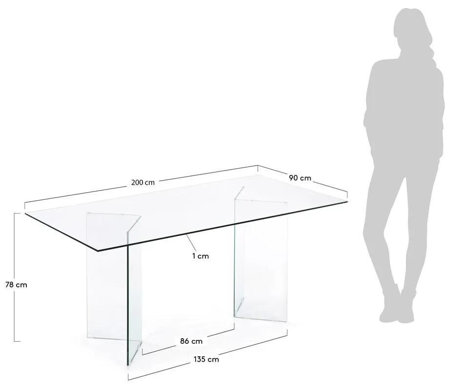 Jídelní stůl se skleněnou deskou 90x200 cm Burano – Kave Home