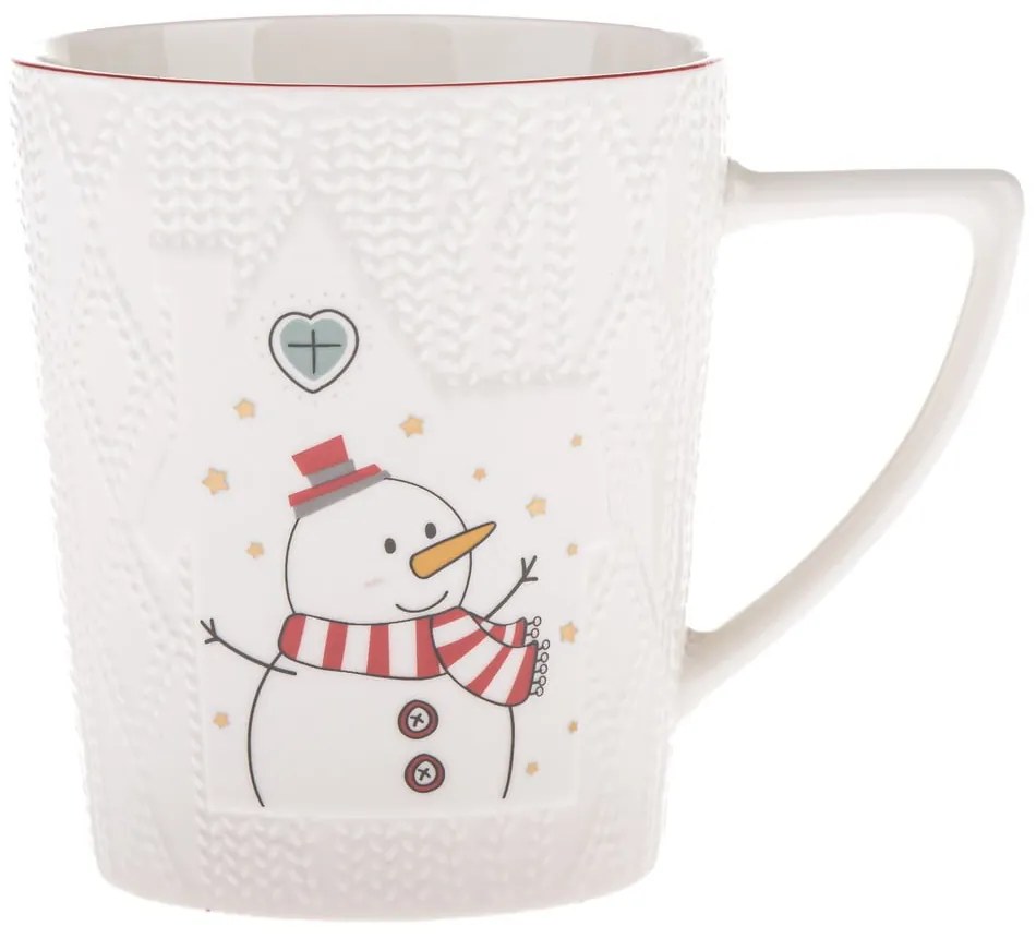 Bílý porcelánový hrnek s vánočním motivem 380 ml Snowman – Dakls